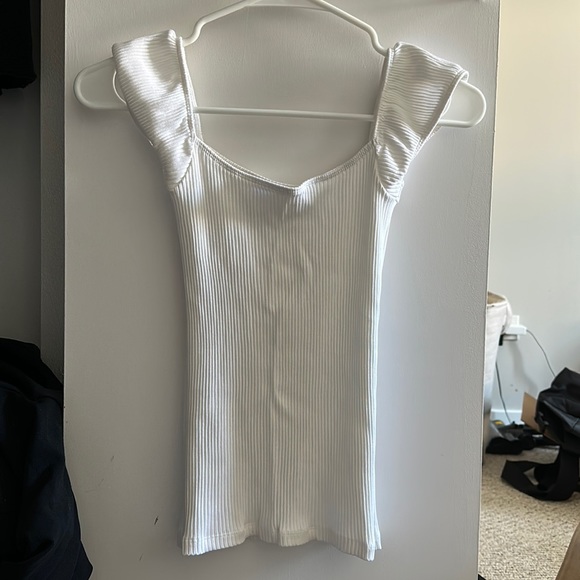 Aritzia | Tops | Aritzia Wilfred Free White Ribbed Stretch Top | Poshmark